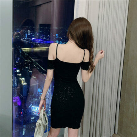 Modern Sexy Off Shoulder Shining Skinny Dress • Seoulinspired