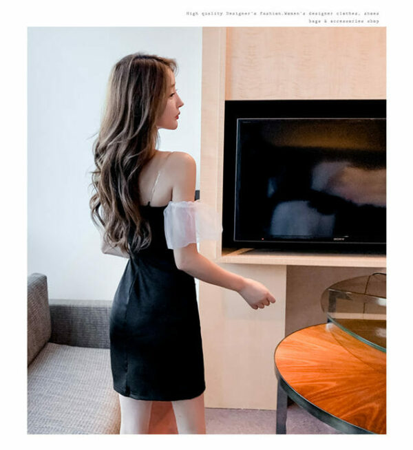 Sexy Gauze Sleeve Boat Neck Slim Dress • Seoulinspired